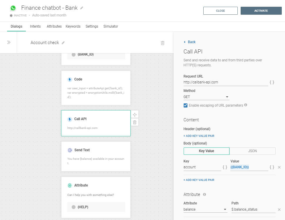 Provide Account Status Using Chatbot